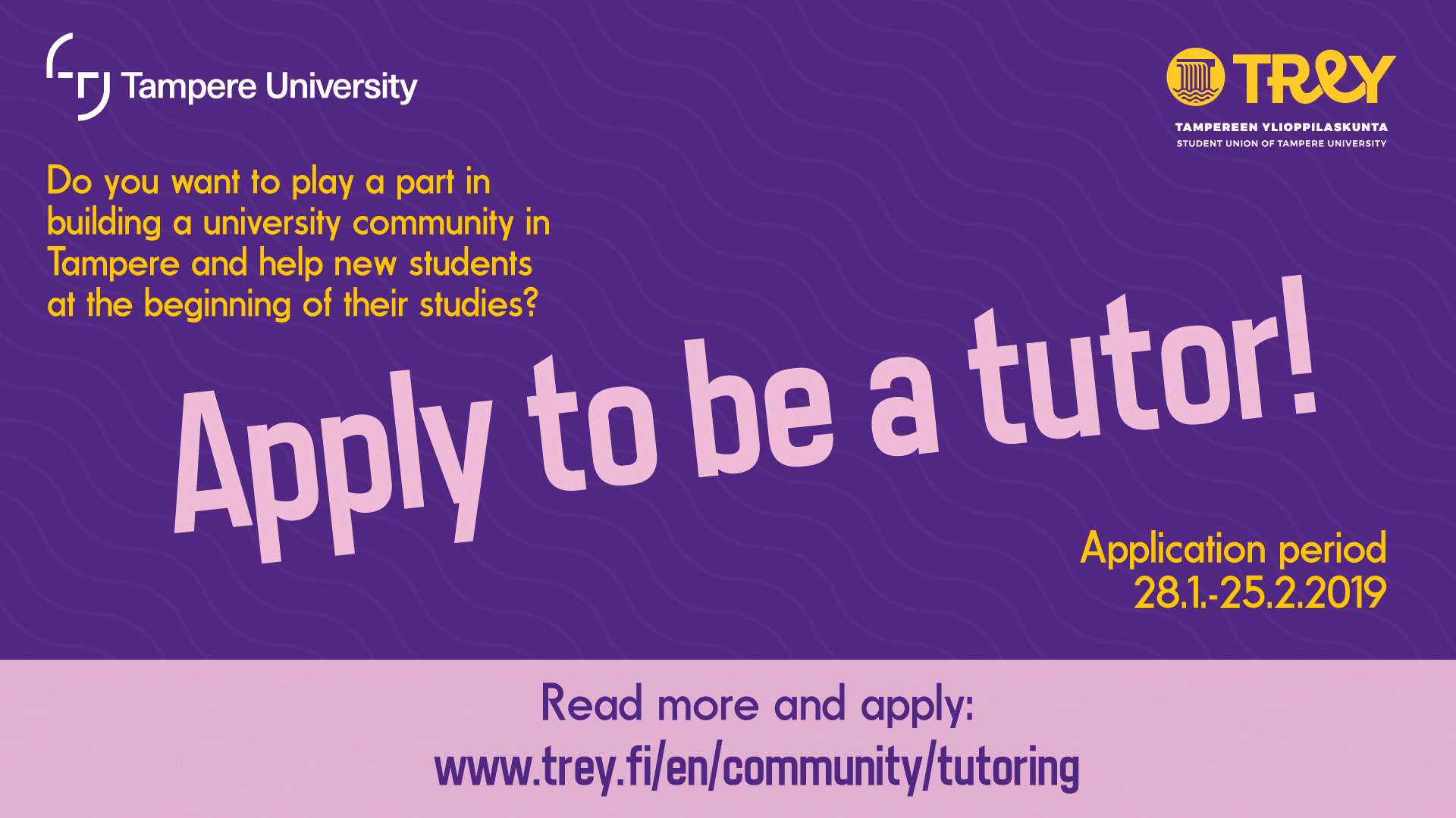 Call for tutors! Application period starts January 28th – Join in! - TREY